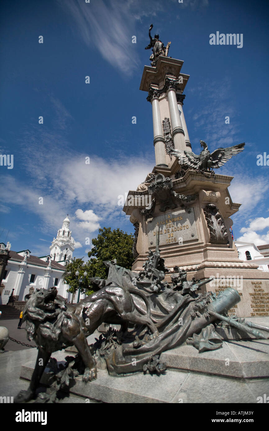 Quito Ecuador Plaza de Independencia, independence monument statue ...