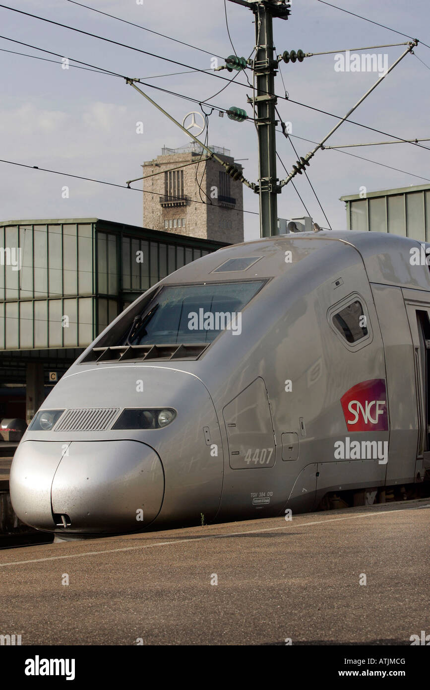 the french high speed train TGV at Stuttgart station Stock Photo - Alamy
