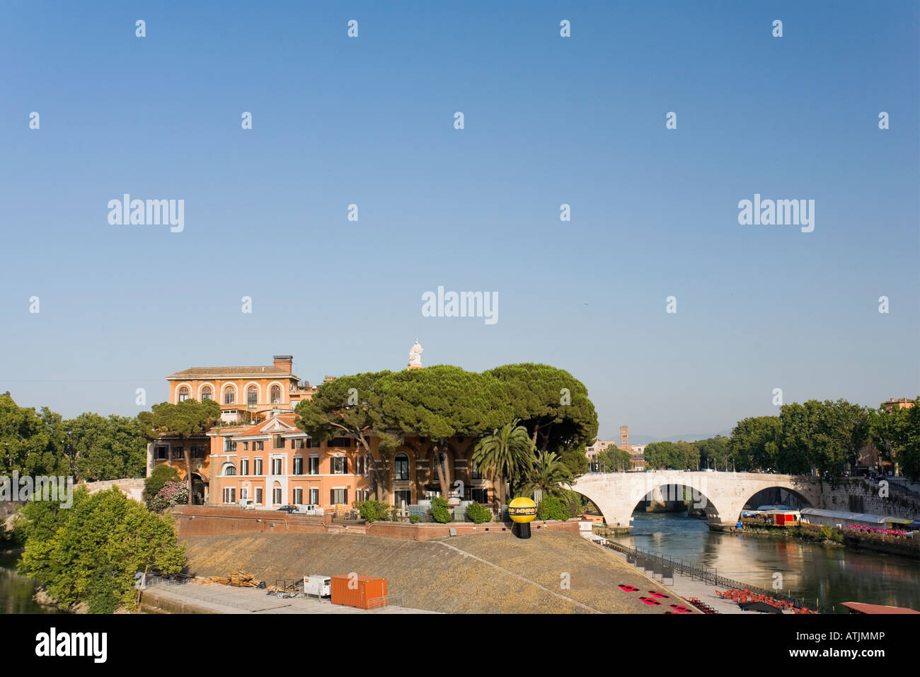 Isola Tiberina Tiber Island Rome Italy Stock Photo - Alamy