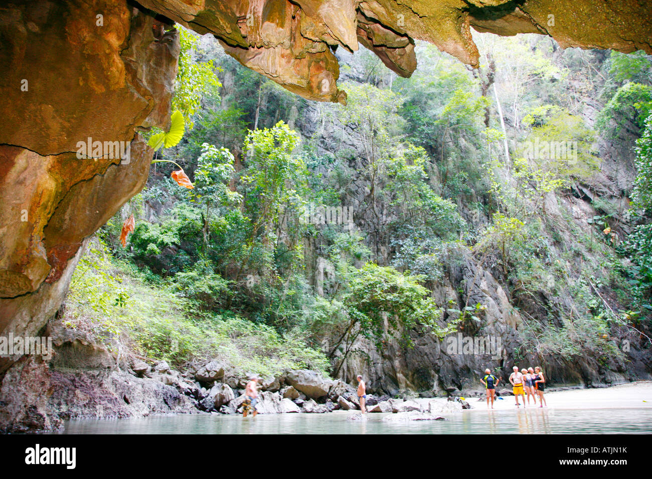 Inside a collapsed cave (hong), Ko (Koh) Roi, Andaman Sea, Thailand ...