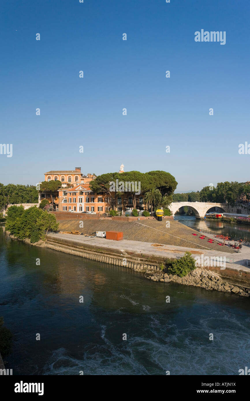 Isola Tiberina Tiber Island Rome Italy Stock Photo - Alamy