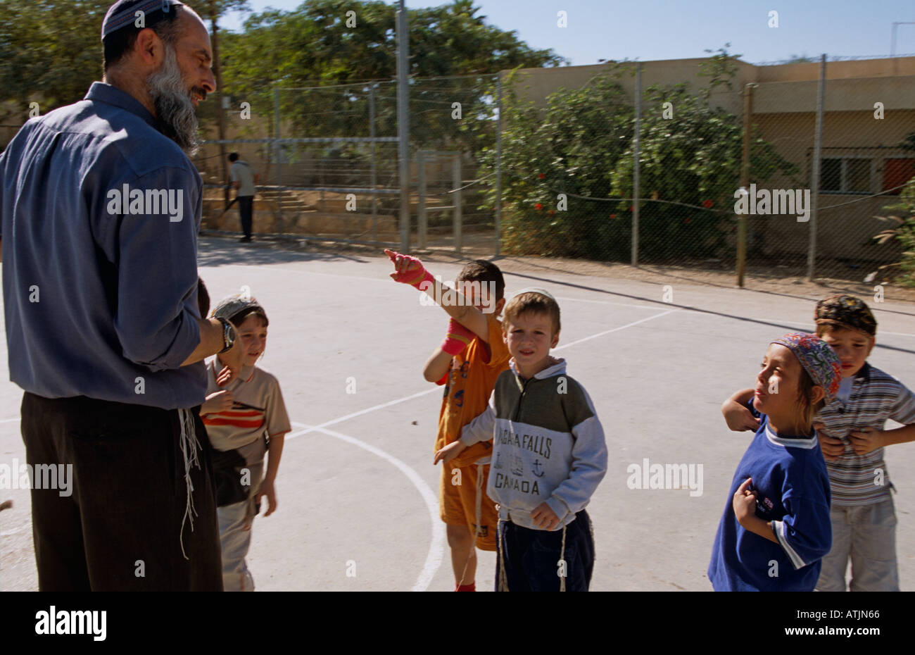Jewish children learning to play soccer, Jericho, Palestine Stock Photo ...