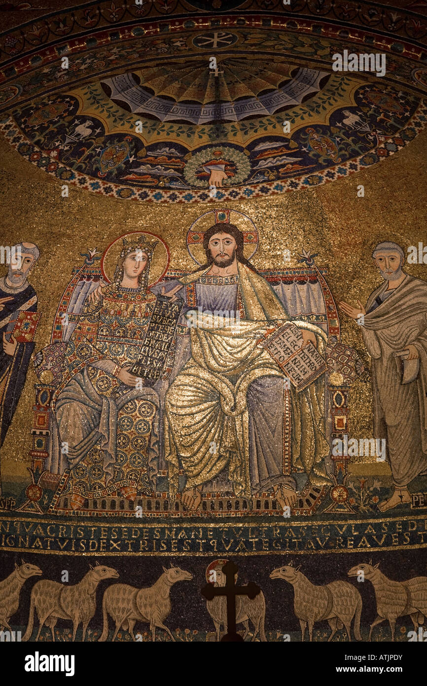 Detail of 12th Century Mosaics inside Santa Maria in Trastevere ...