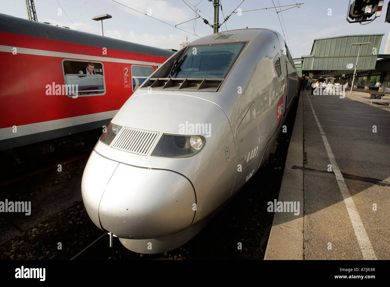 the french high speed train TGV at Stuttgart station Stock Photo - Alamy