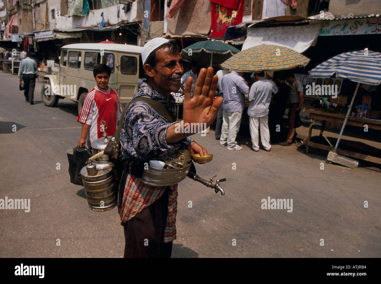 A tea seller at the Shatila Palestinian refugee camp in Beirut Lebanon ...