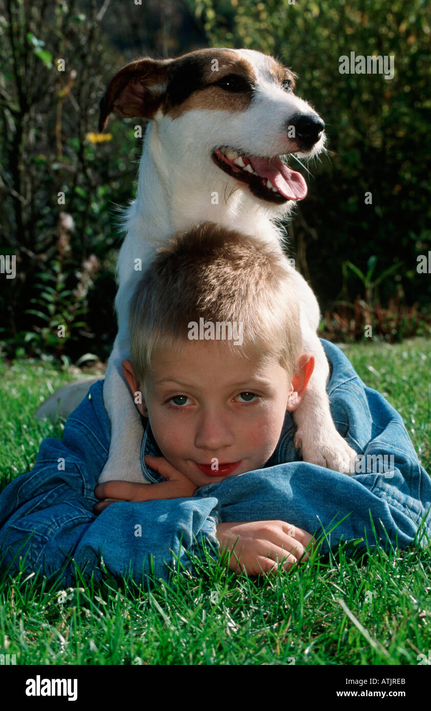 Child with Jack Russell Terrier Stock Photo - Alamy