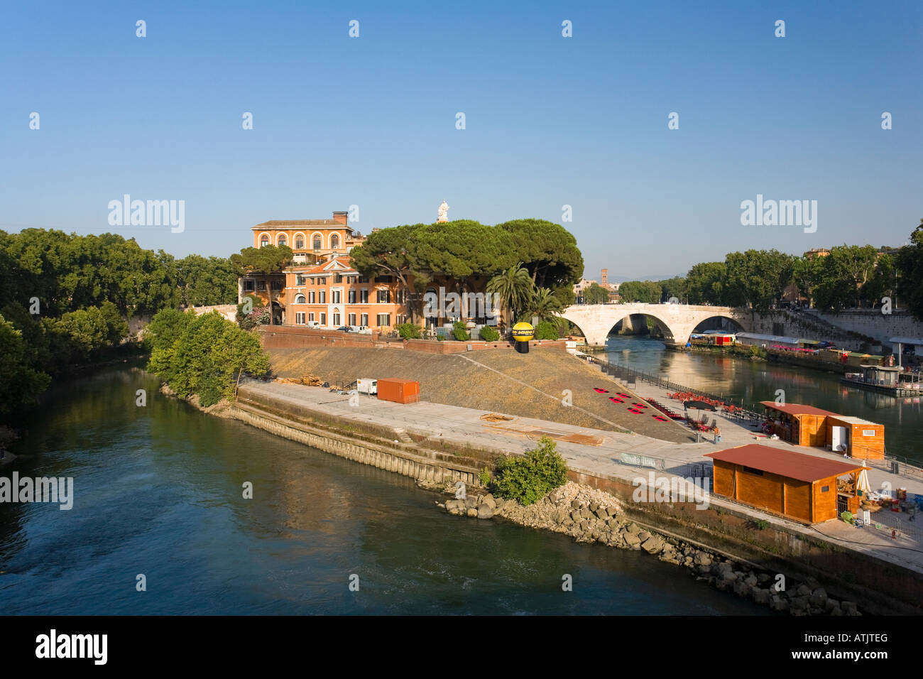 Isola Tiberina Tiber Island Rome Italy Stock Photo - Alamy