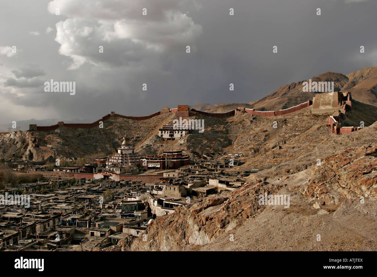 after the storm,view of gyantse monastery and kumbum,gyantse,tibet ...