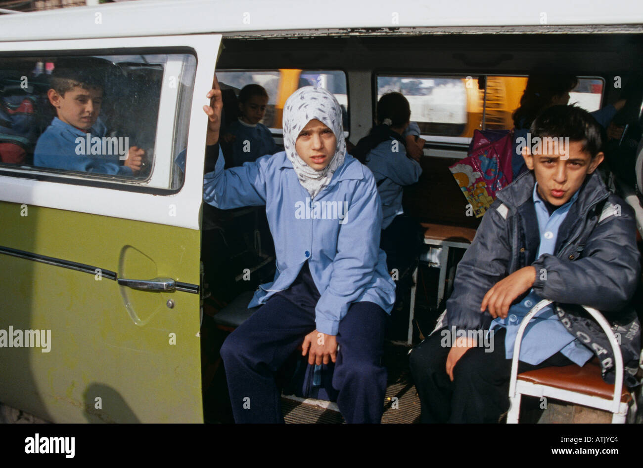 Children in van, Shatila refugee camp, Beirut, Lebanon Stock Photo - Alamy