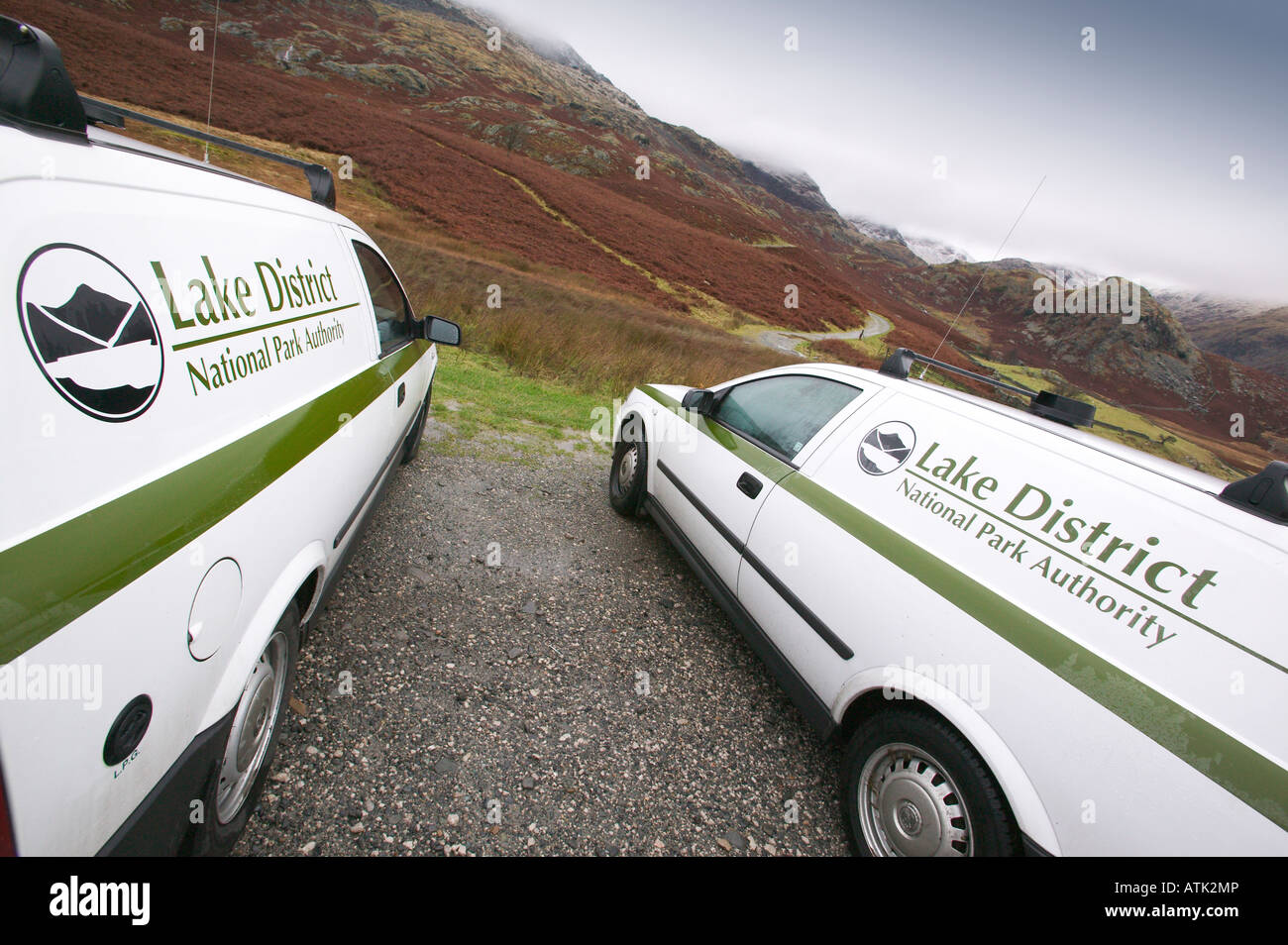 Lake District National Park Authority vehicles parked in the fells ...