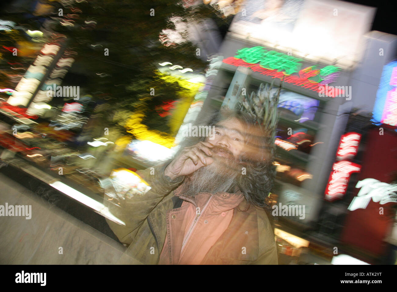Japan Tokyo A homeless man in the Shibuya district of the city Tokyo ...