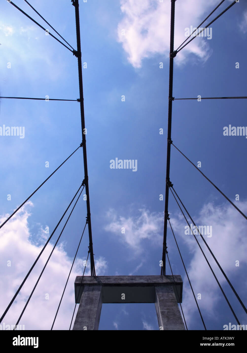 Old Style Suspension Bridge Stock Photo - Alamy