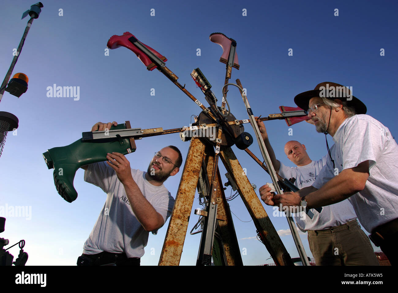 A team from Aberystwyth University and their wellie wanging machine ...