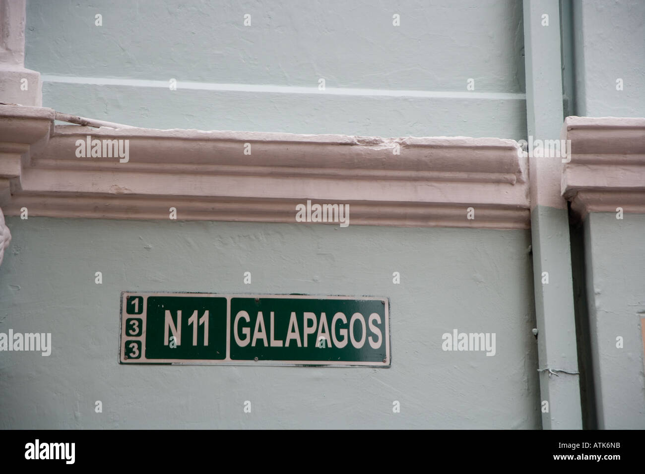 Galapagos street sign in Quito Ecuador South America Stock Photo - Alamy