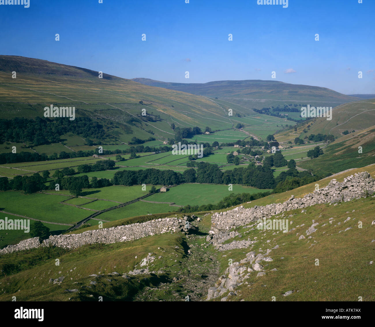 footpath on ackerley moor overlooking the village of litton in ...