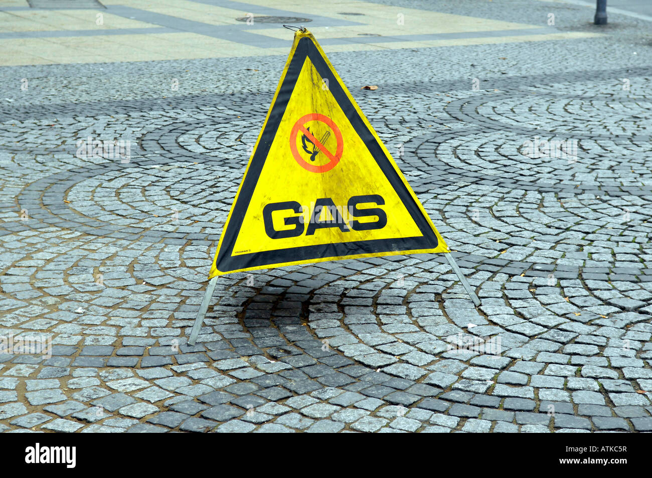gas sign yellow warning triangle berlin germany pollution poison city ...