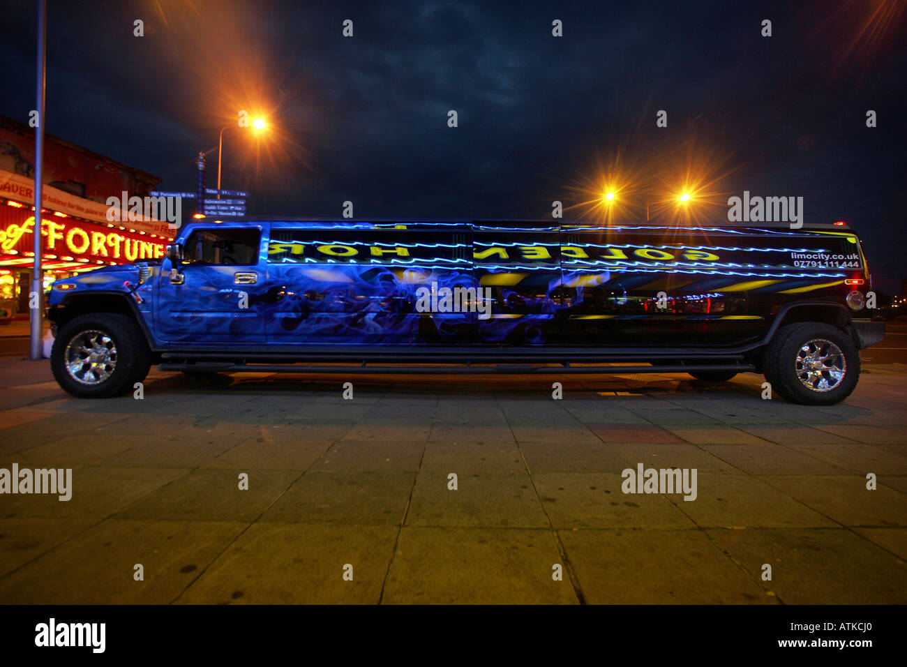 a stretched Hummer car known as The Gargoyle Stock Photo - Alamy