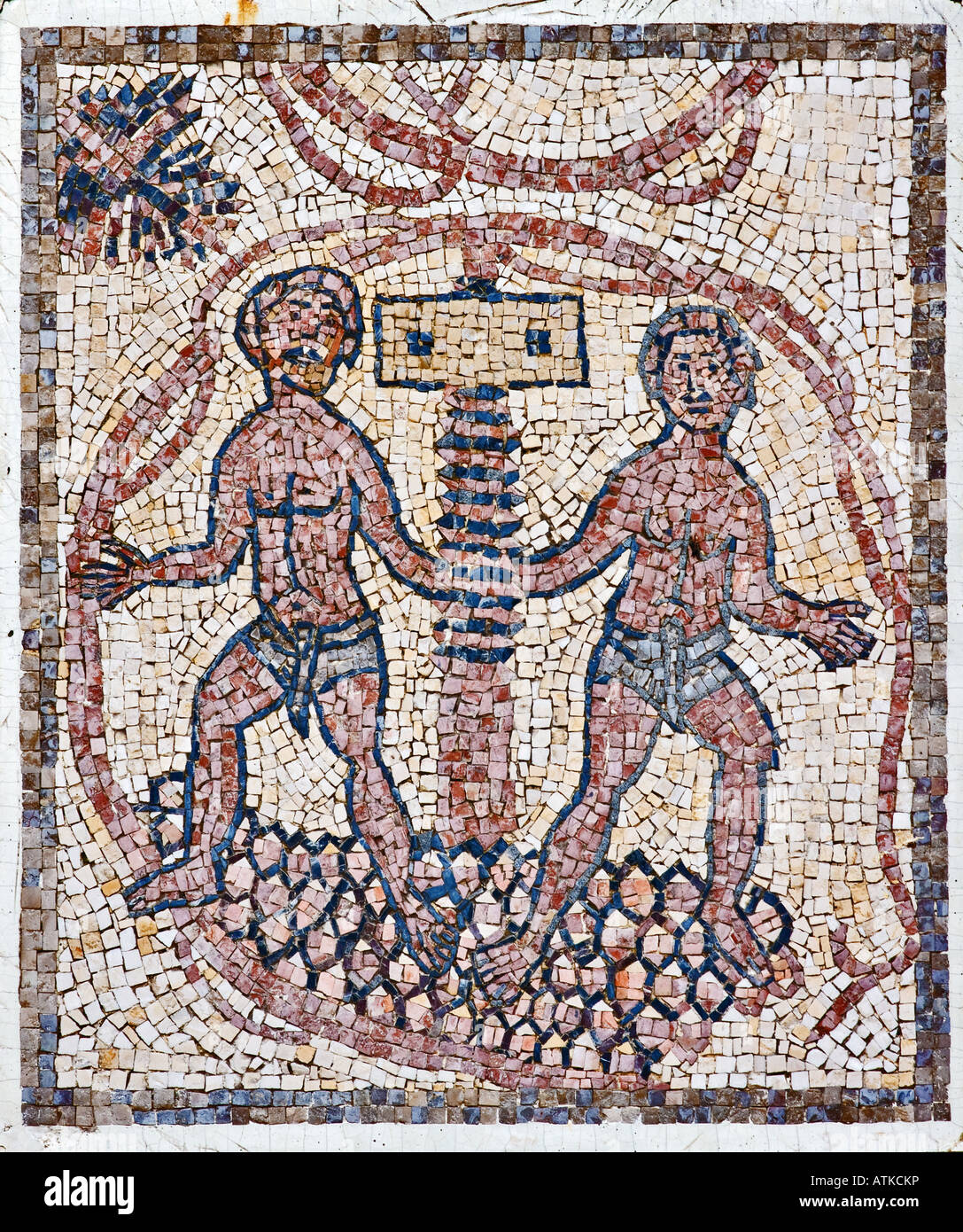 Roman Mosaic, grapes-press Stock Photo - Alamy