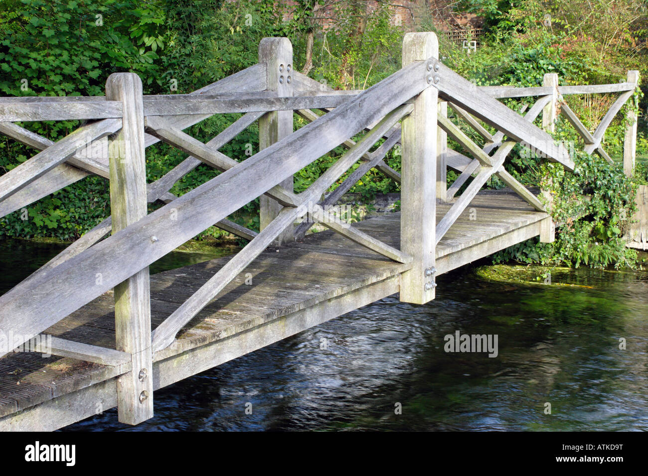 Old fashioned wooden bridge Stock Photo - Alamy
