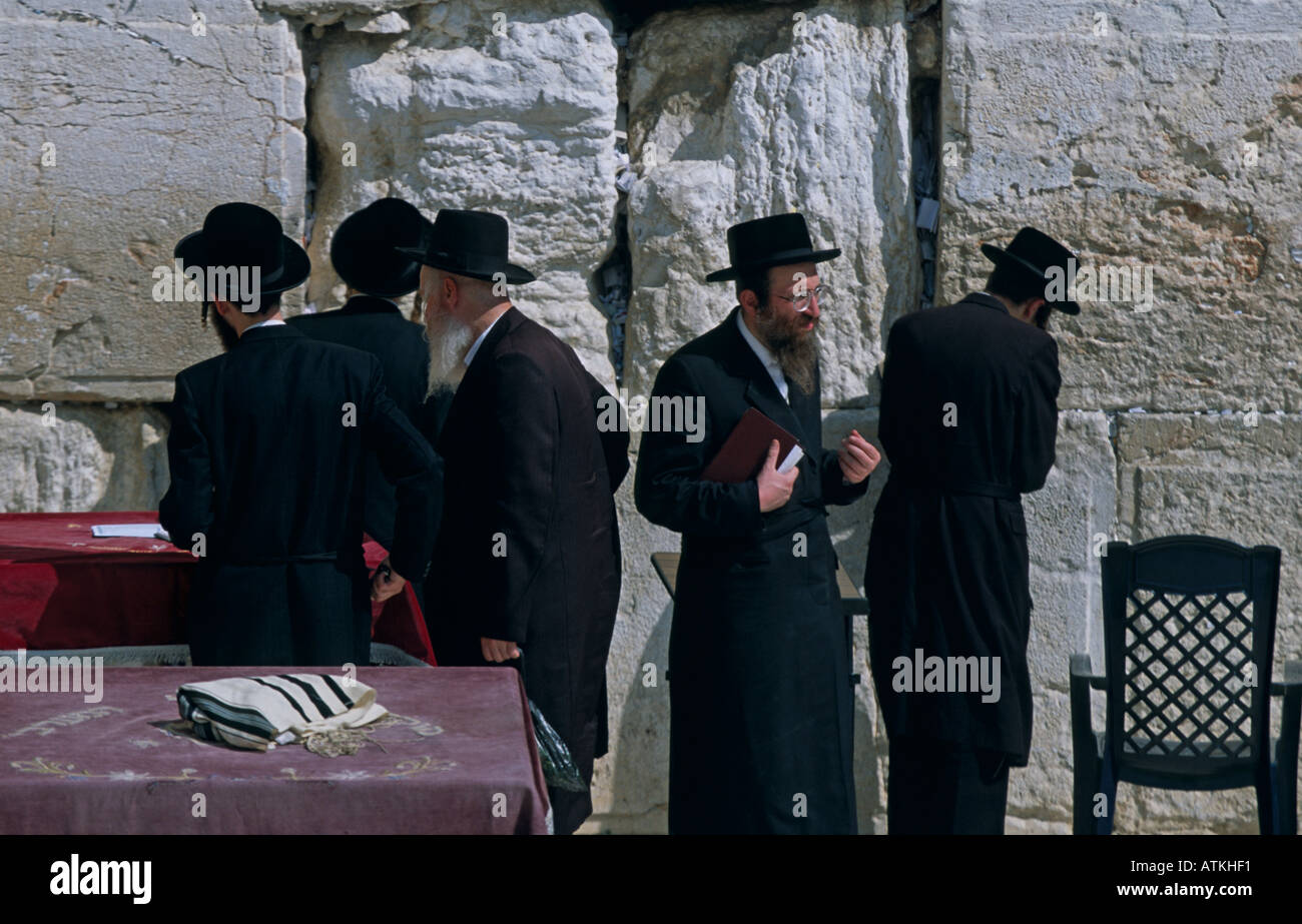Men praying at the Wailing Wall Old Walled City Jerusalem Israel Stock ...
