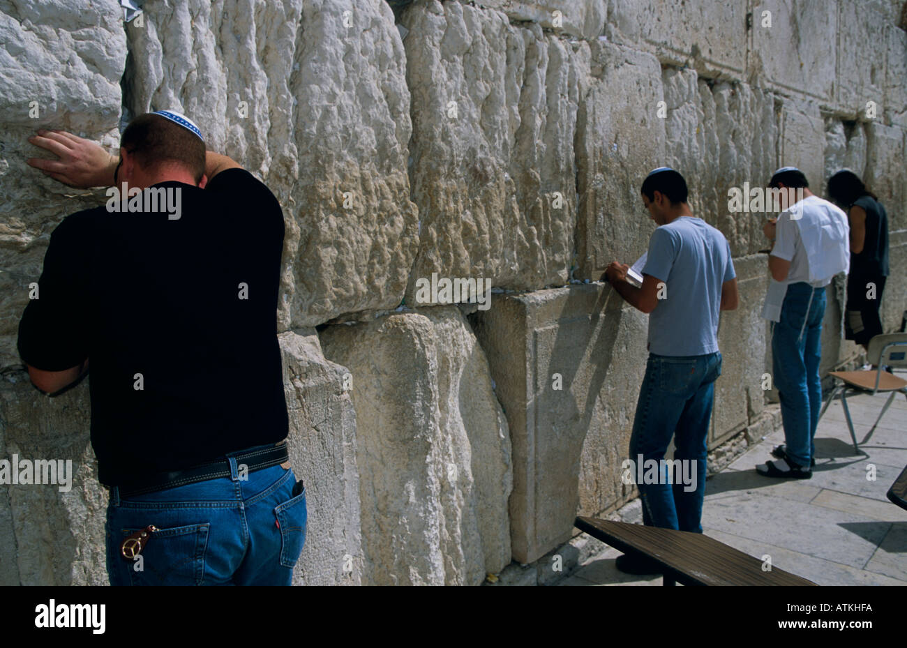 Men praying at the Wailing Wall Old Walled City Jerusalem Israel Stock ...