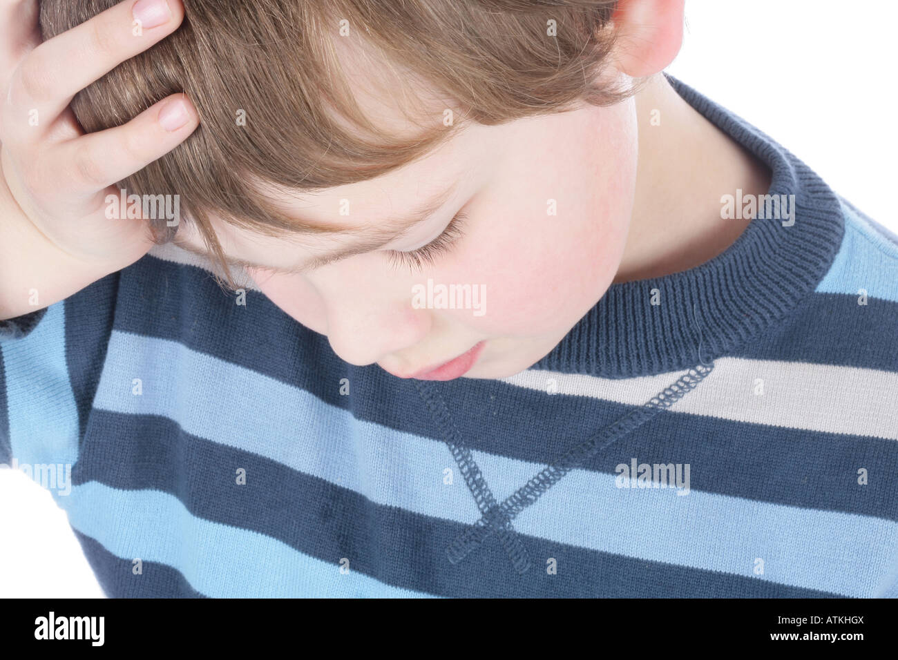 Sad Young Boy Stock Photo - Alamy