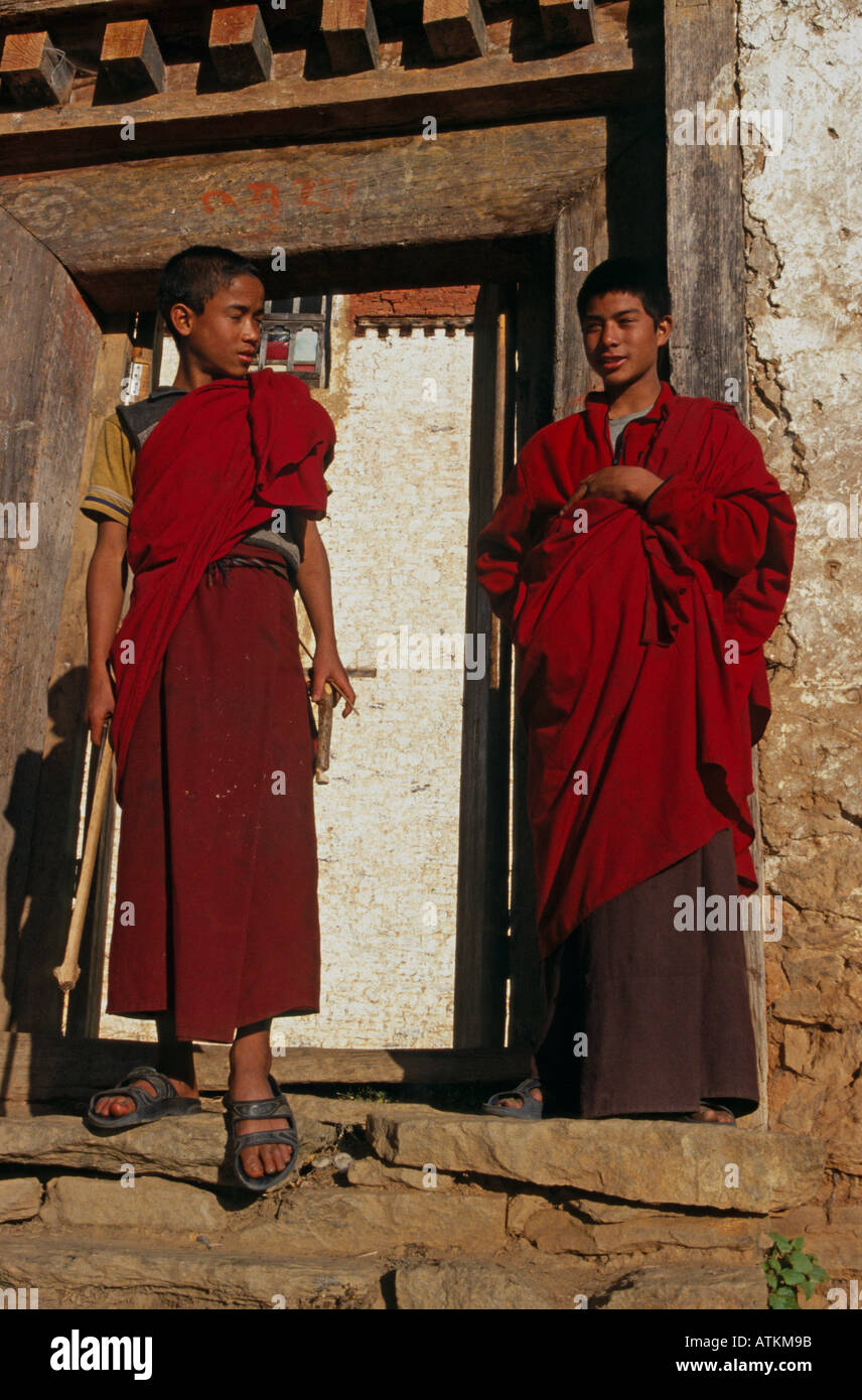Monks at a monastery in Bhutan Stock Photo - Alamy