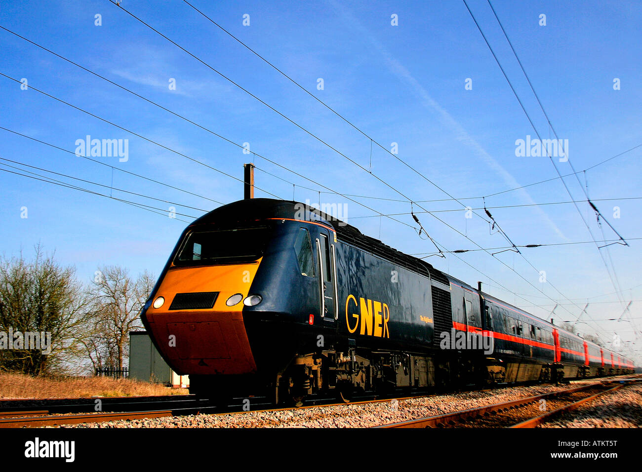 GNER 43 class diesel HST train ECML Lolham Peterborough Cambridgeshire ...