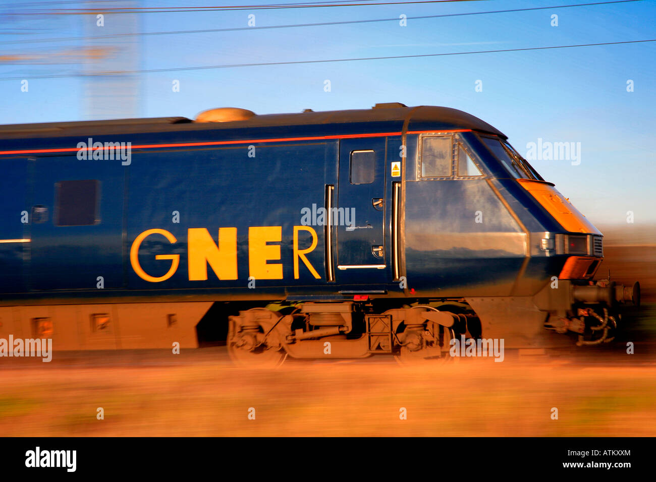 GNER 82 class DVT Electric HST train Lolham Peterborough Cambridgeshire ...