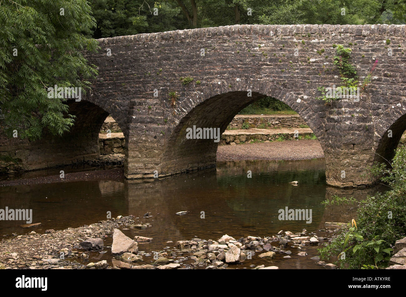 Pack horse bridge at Wetton Mill in the Manifold valley, Staffordshire ...