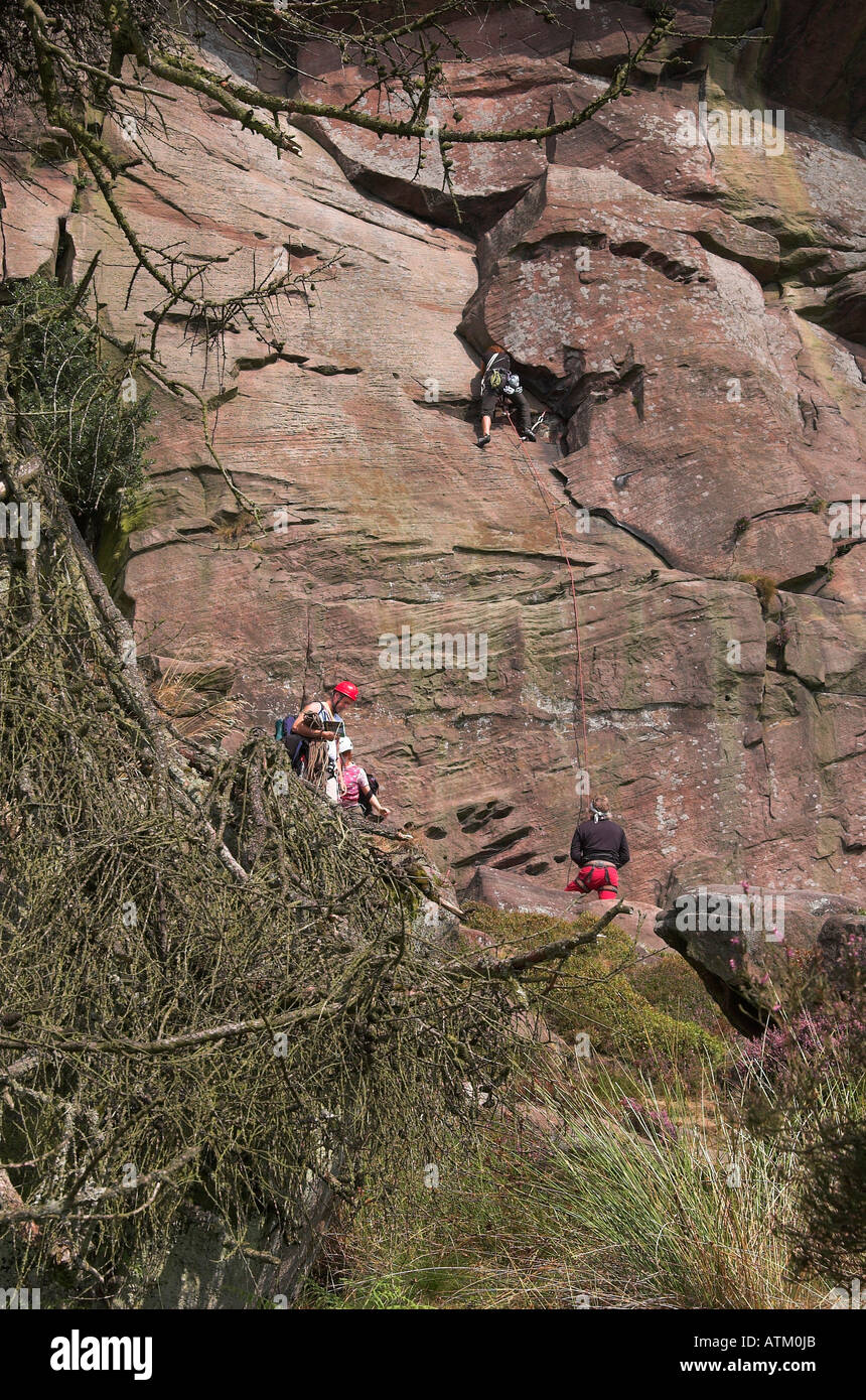 Climbers at The Roaches, Staffordshire England - a rocky millstone grit ...