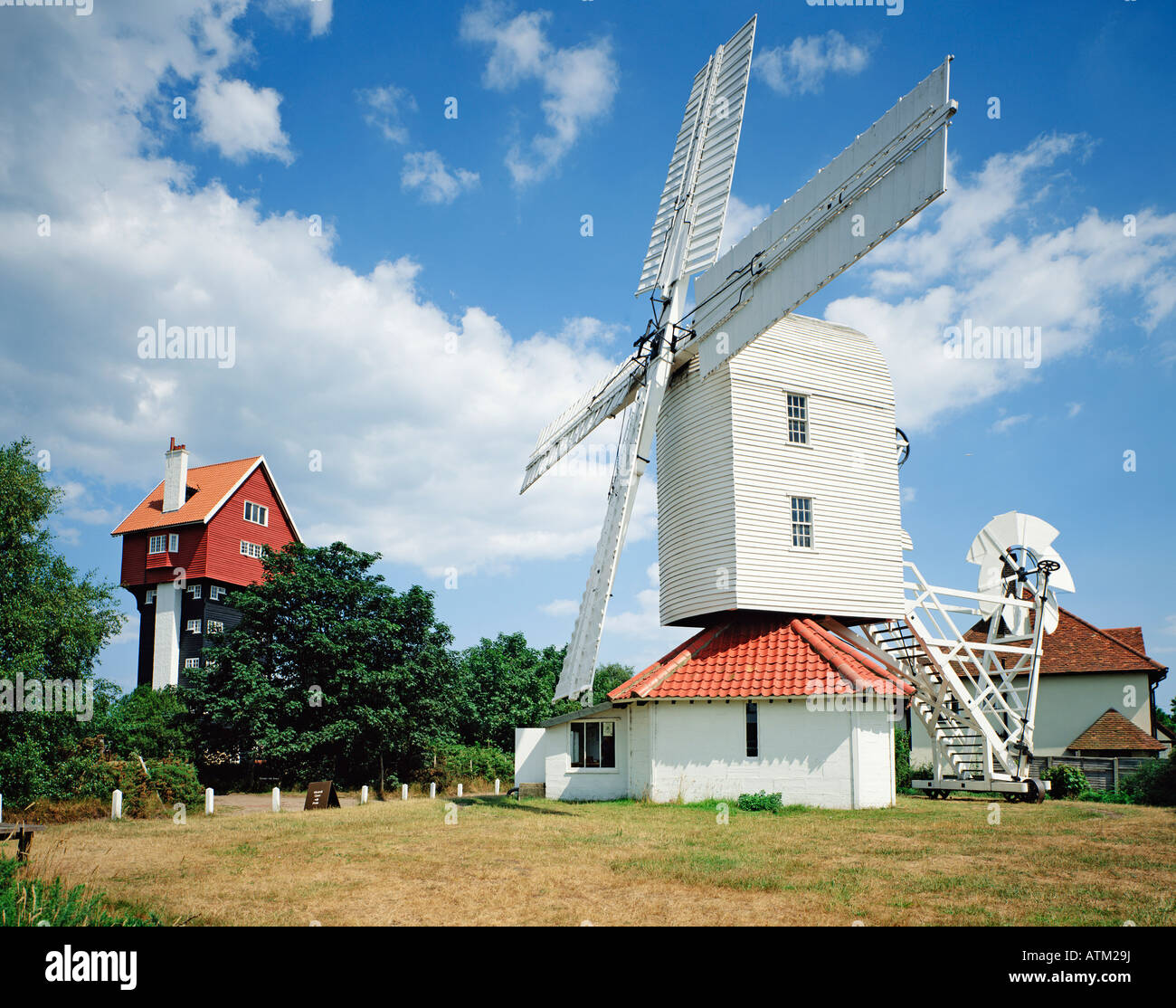 GB SUFFOLK THORPENESS WINDMILL AND THE HOUSE IN THE CLOUDS Stock Photo ...