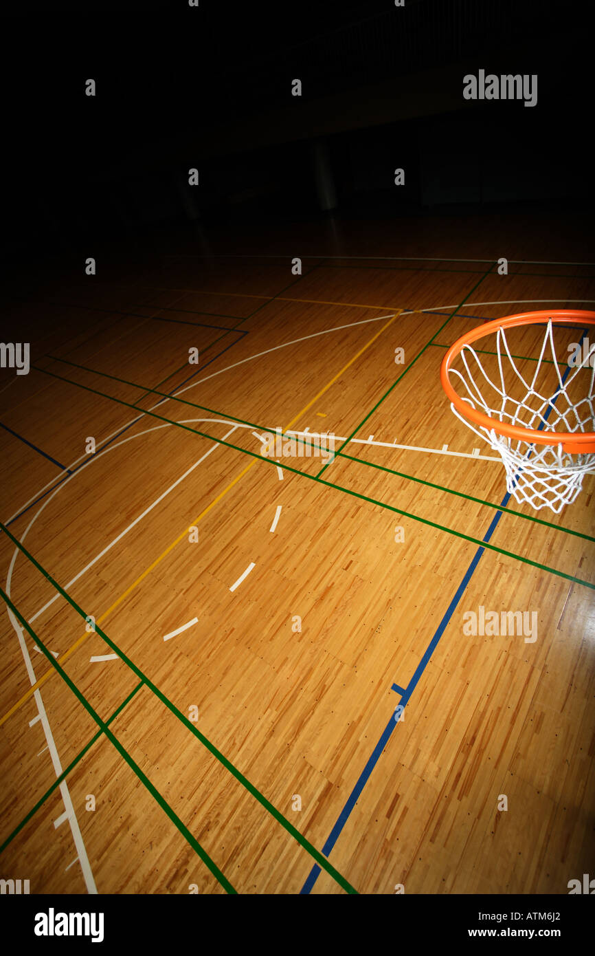 Basketball court and net Stock Photo - Alamy