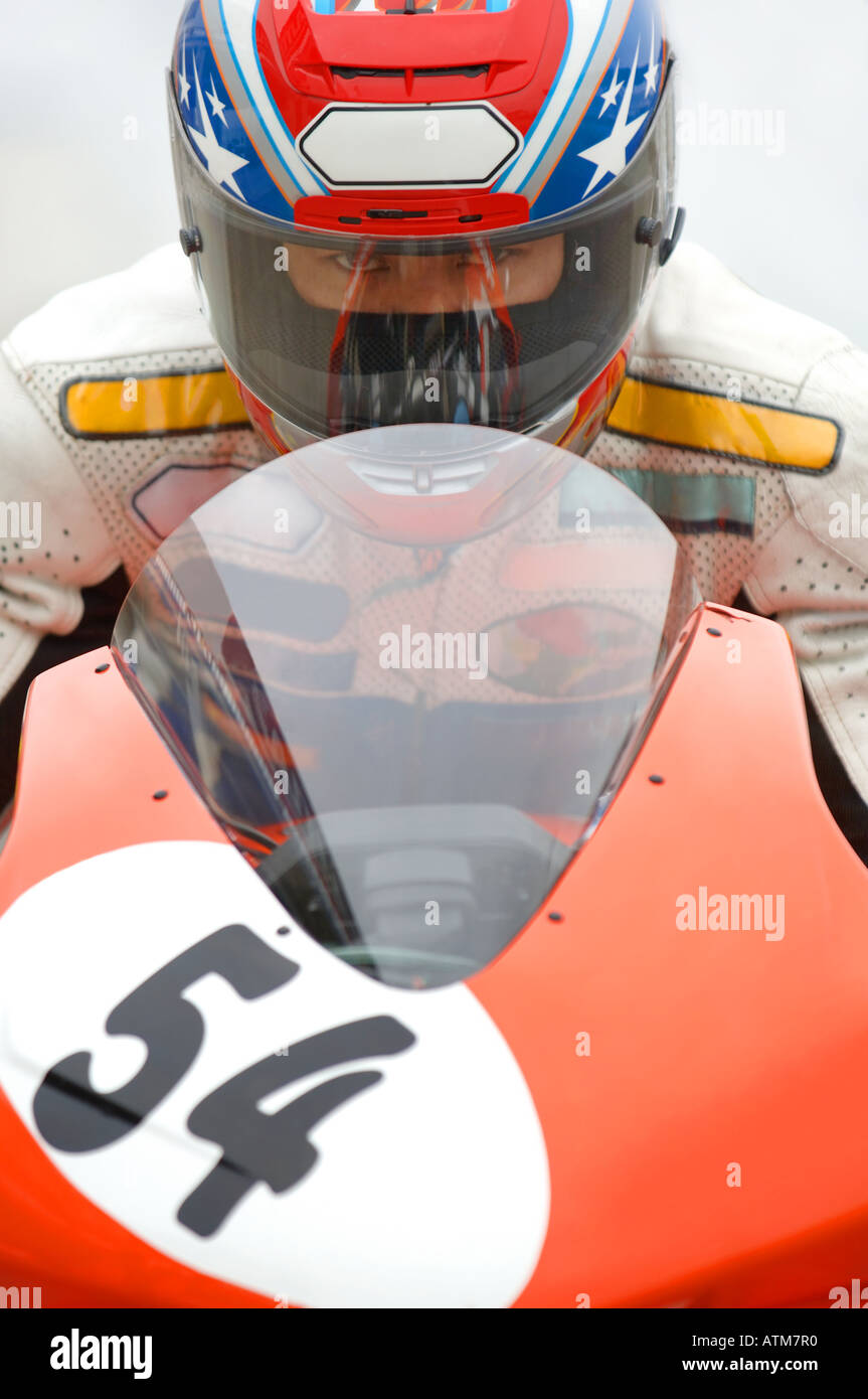 Front View of Motorcycle Racer Stock Photo - Alamy