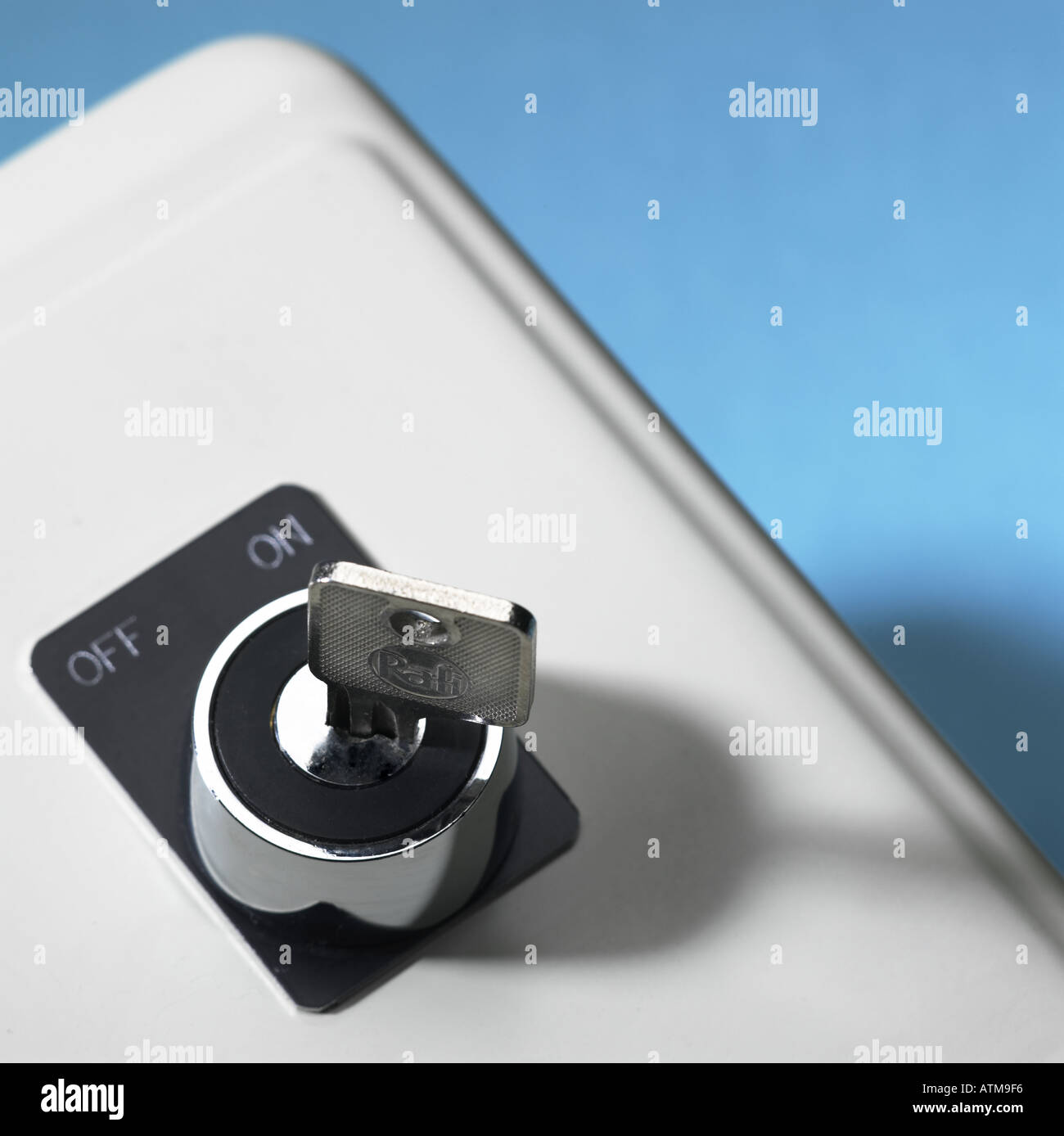 Electrical on off power switch for an security alarm with a key in the ...