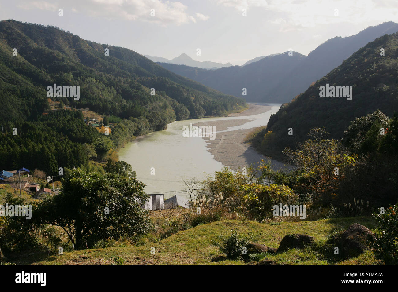 Japanese valley in the Kumano new world heritage park Wakayama Kansai ...