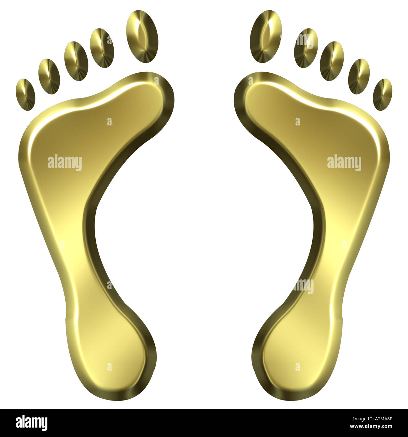3D Golden Foot Prints Stock Photo - Alamy
