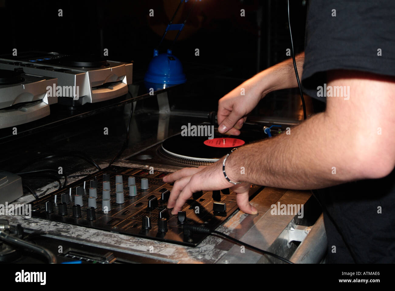 DJ Behind the Decks of a Nightclub, Close Up Stock Photo - Alamy