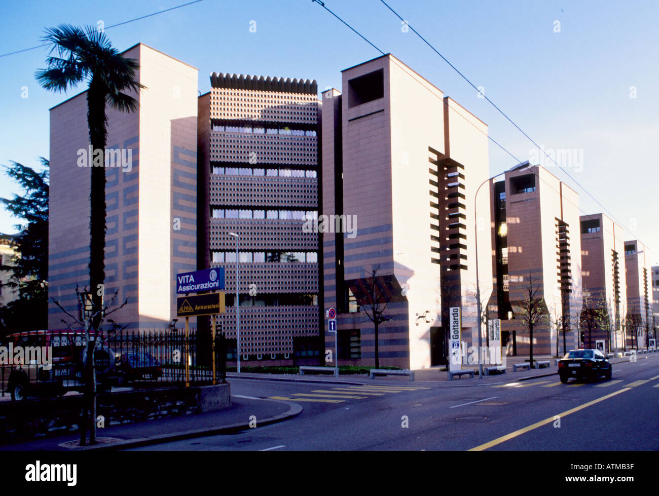 Lugano Canton Ticino Switzerland Mario Botta Gottardo Bank Stock Photo ...