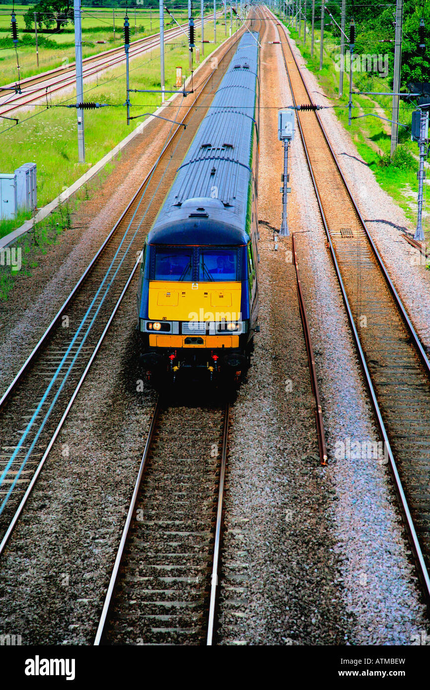 GNER 82 class DVT Electric HST train Lolham Peterborough Cambridgeshire ...