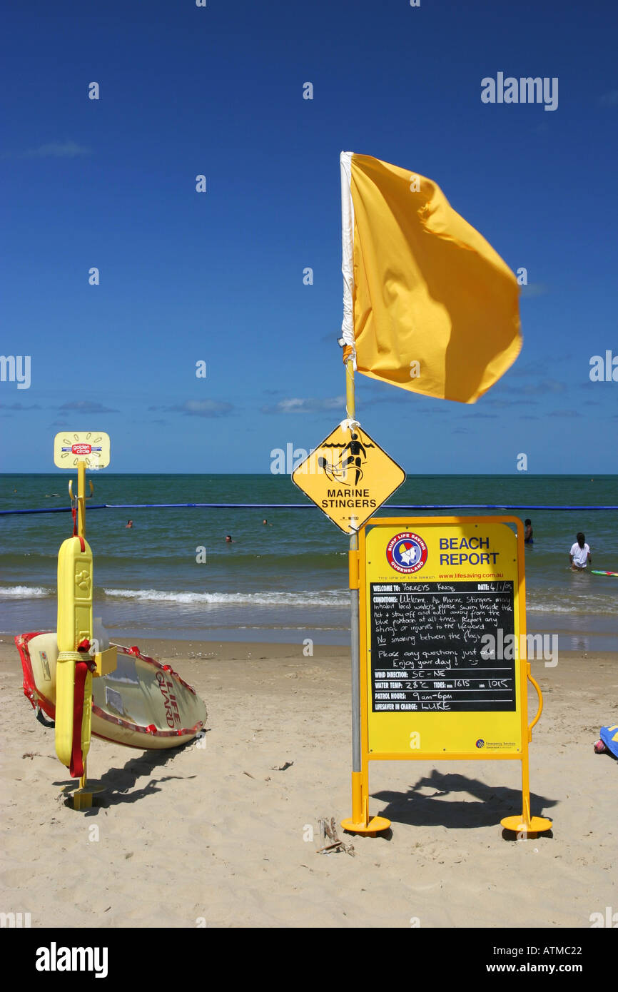 Beach report sign shows weather and sea conditions warns of deadly ...