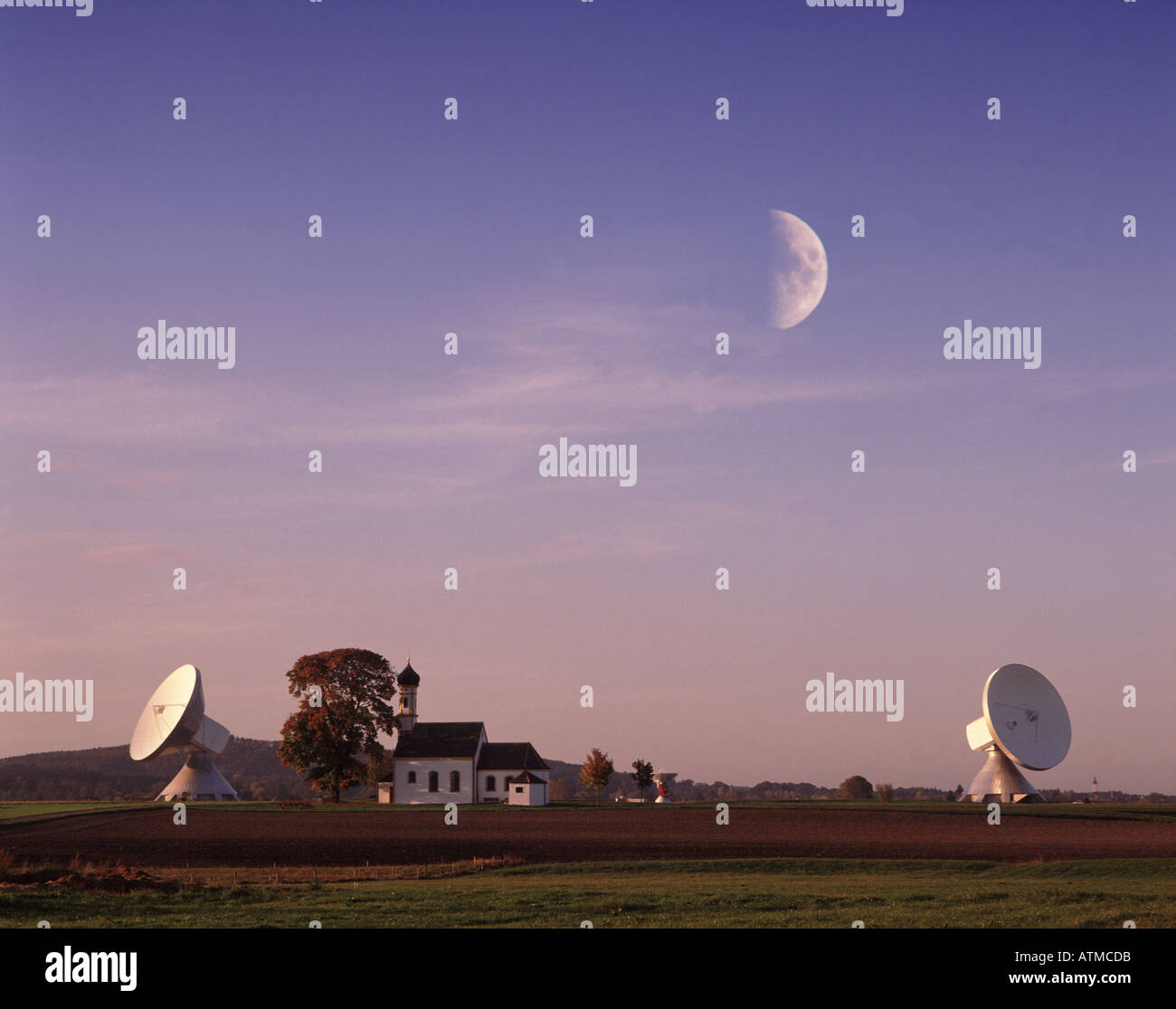 Germany Bavaria Risting Old Church and Satalite Dishes Stock Photo - Alamy