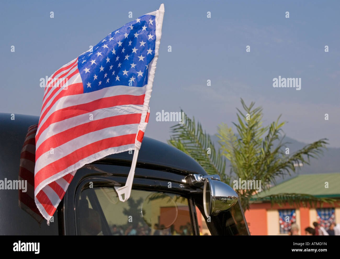 american flag on pick up vehicle Stock Photo - Alamy