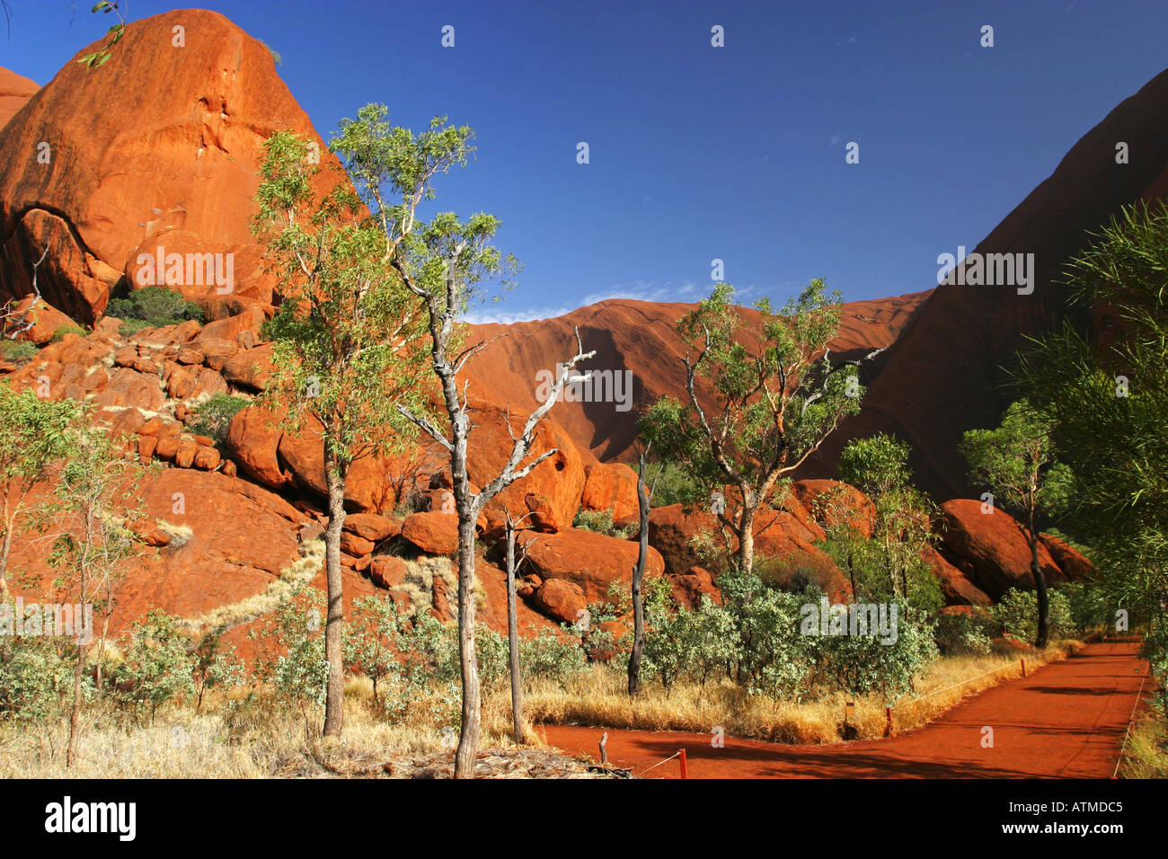 Beautiful early morning sunlight and blue sky on the circular walking ...