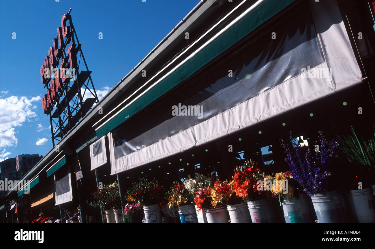 Exterior of Pike Street Market Seattle USA Stock Photo - Alamy