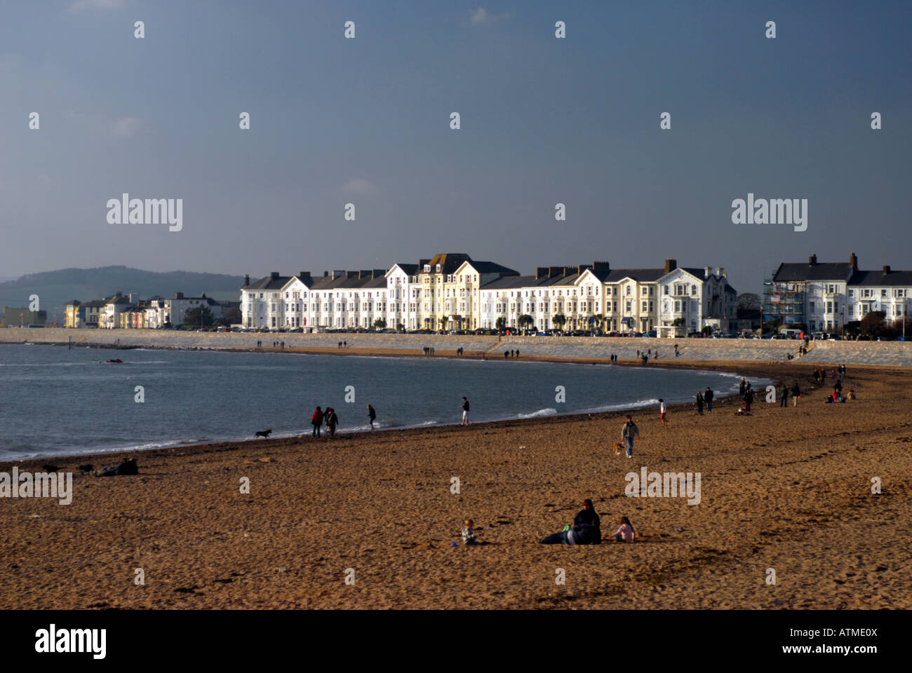Spring sunshine on a cold day at Exmouth beach in Devon Stock Photo - Alamy