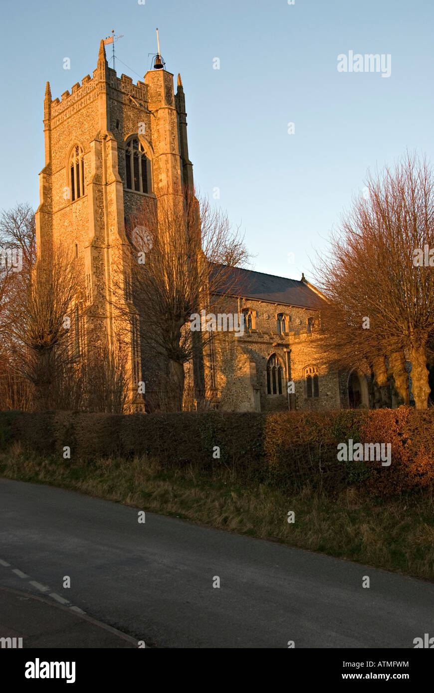 Monk's Eleigh, Suffolk, UK. The 15c tower of St. Peter's Church at ...