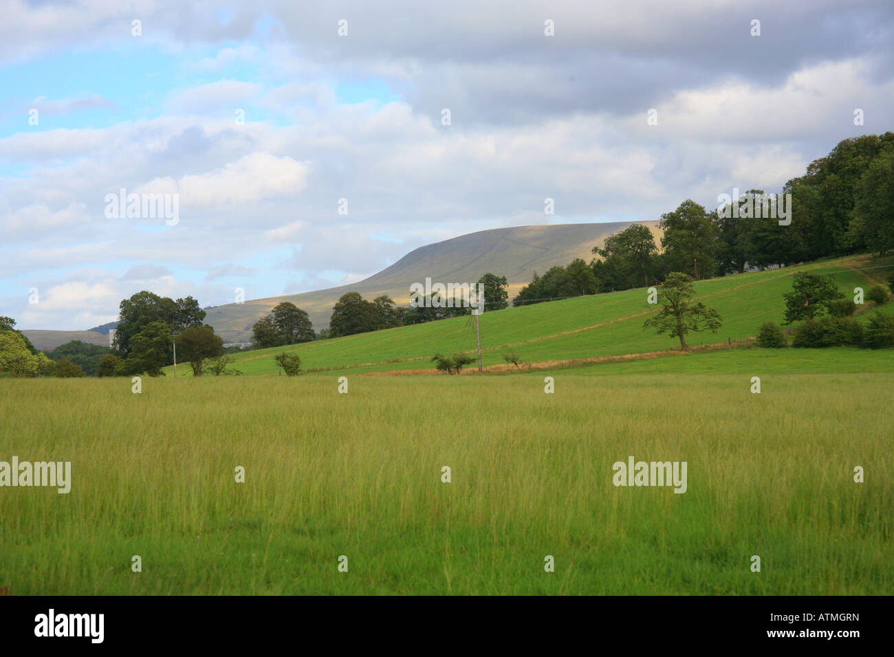 Pendle Hill from Edisford Road outside Waddington Clitheroe Lancashire ...