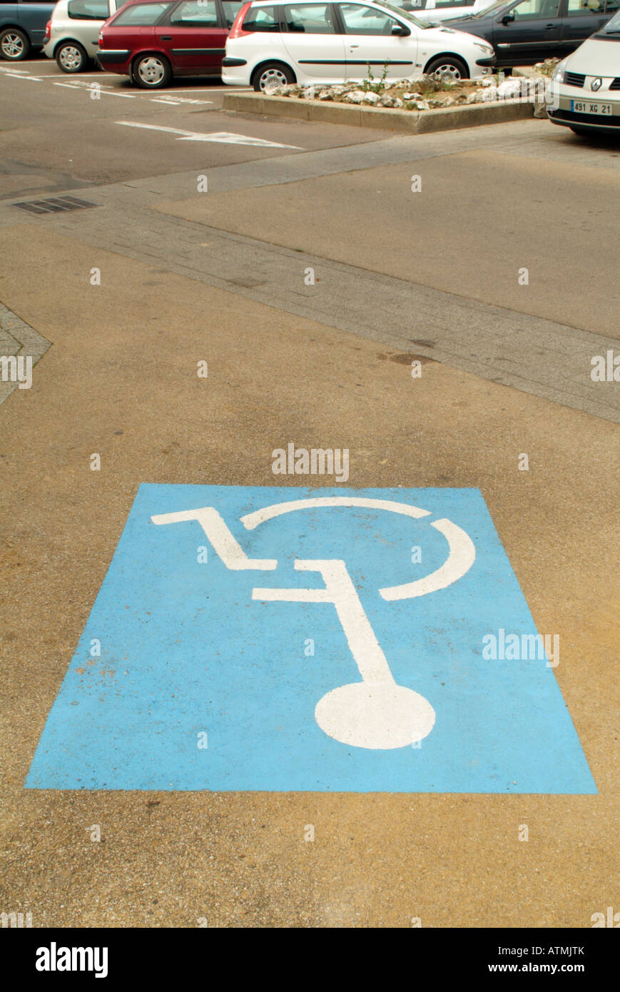 Parking Bay for Handicapped or Disabled Car Driver Stock Photo - Alamy