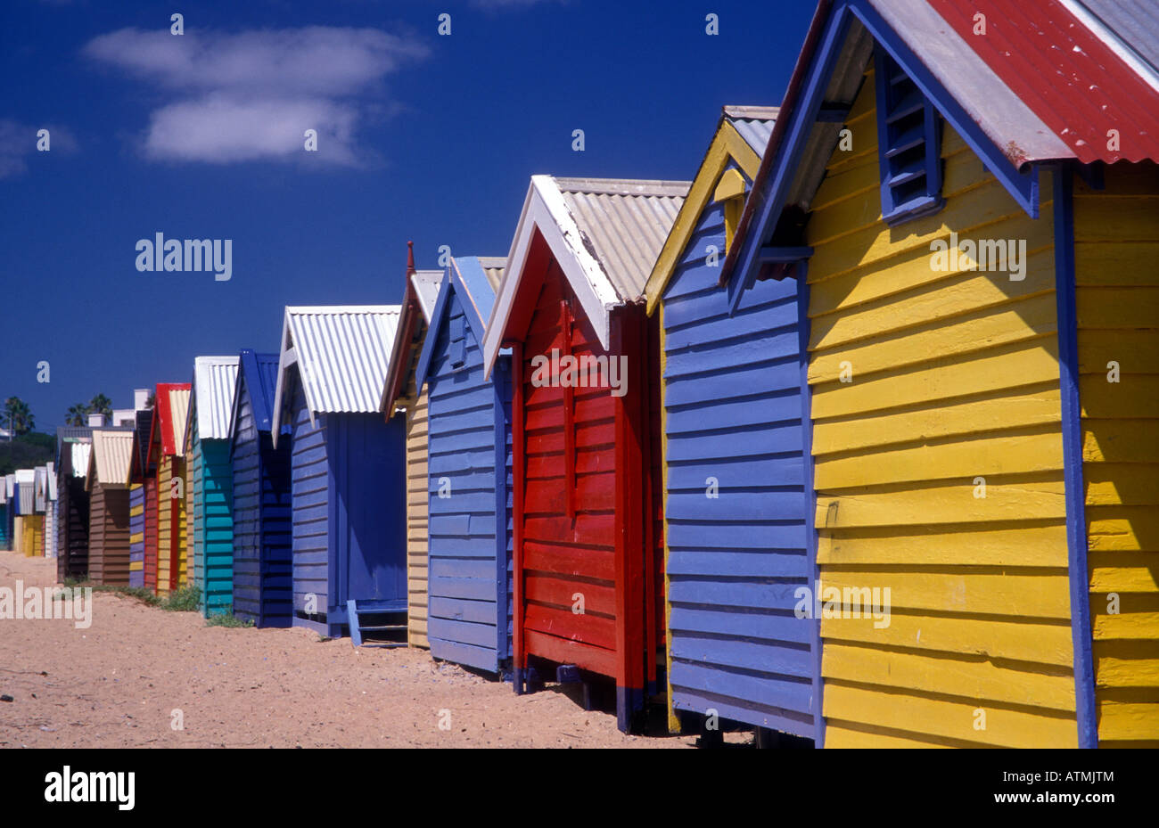 Colourful beach huts on Brighton beach near Melbourne Victoria ...
